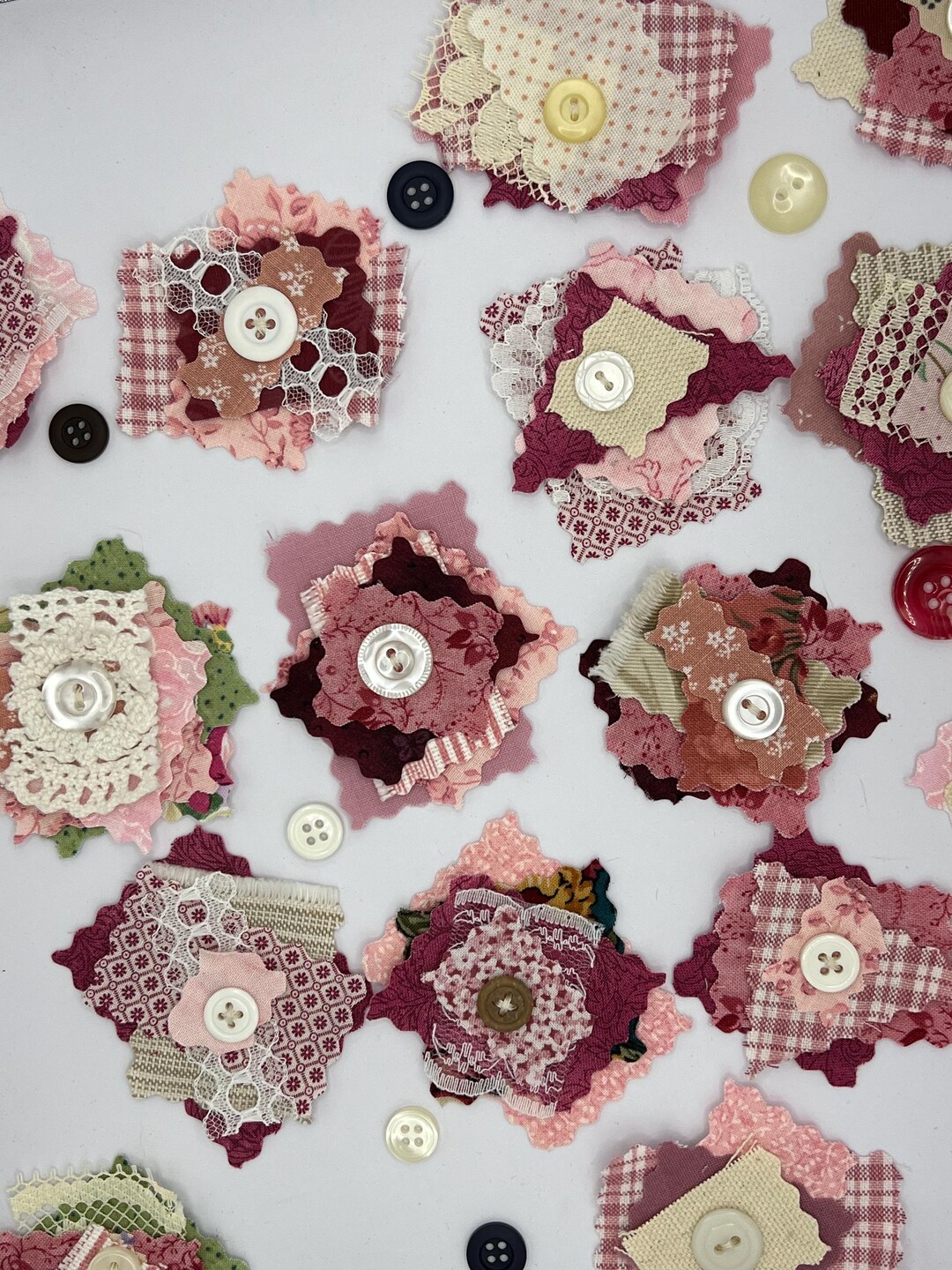 Pink Button Snippet Clusters for Slow Stitch, Junk Journals or Crafts (set of 10) - Etsy