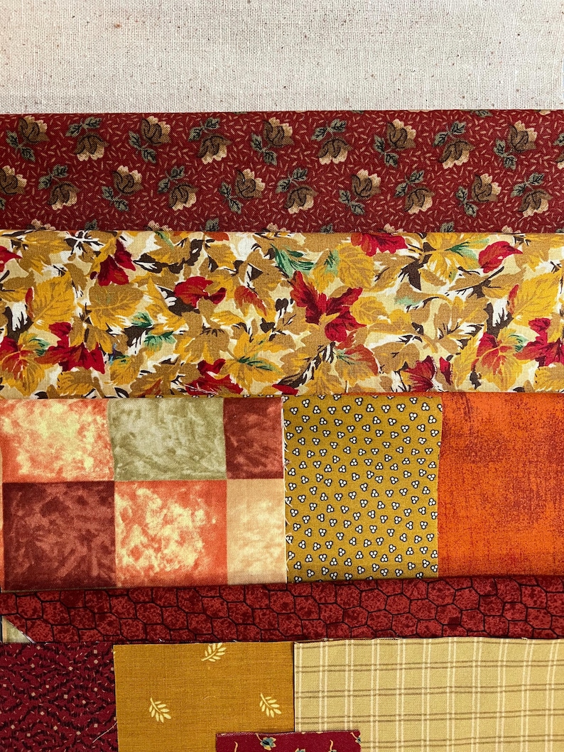 Fall Autumn Themed Textured Fabric Kit. for Slow Stitch, Junk Journal ...