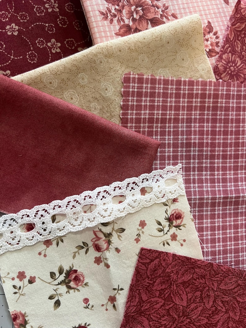Reclaimed Fabric & Lace Kit in Romatic Reds and Pinks - Slow Stitch ...