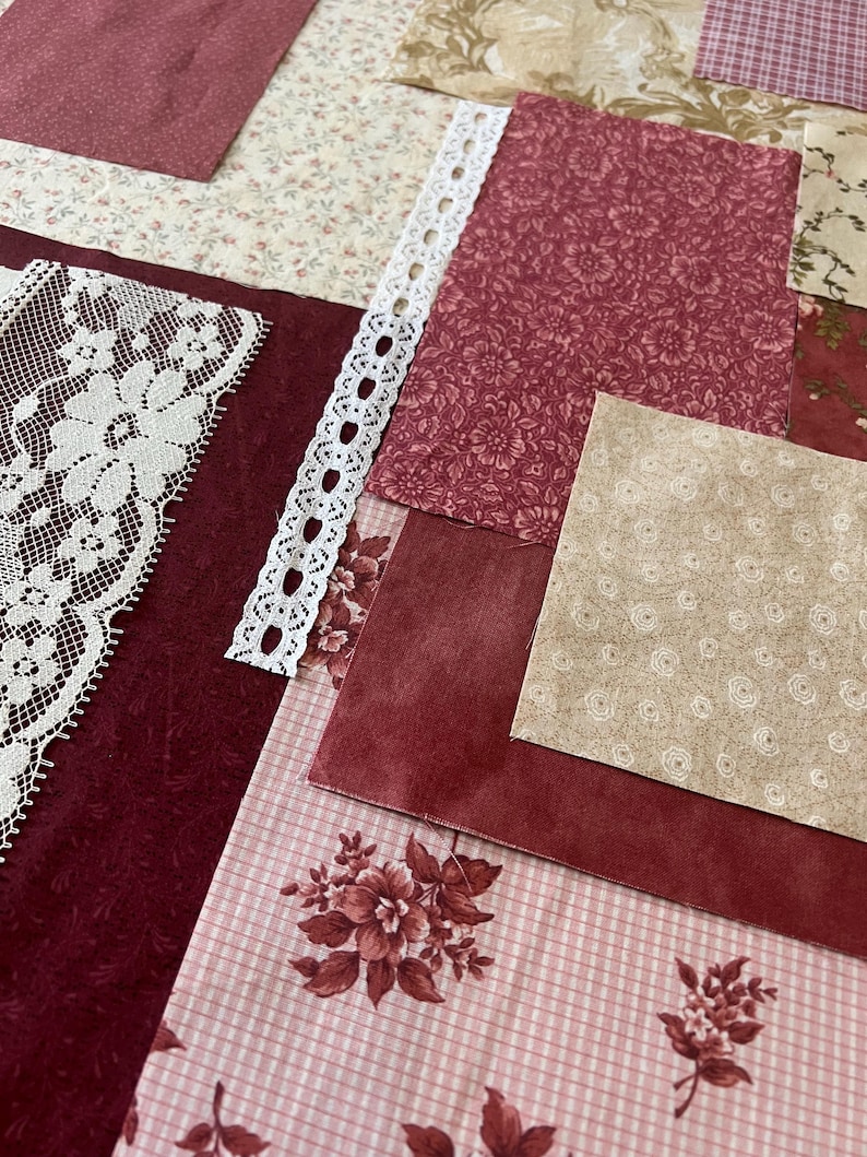Reclaimed Fabric & Lace Kit in Romatic Reds and Pinks - Slow Stitch ...