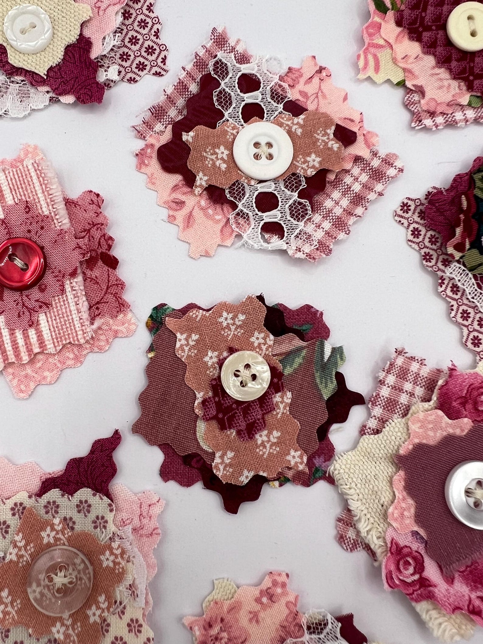 Pink Button Snippet Clusters for Slow Stitch, Junk Journals or Crafts ...