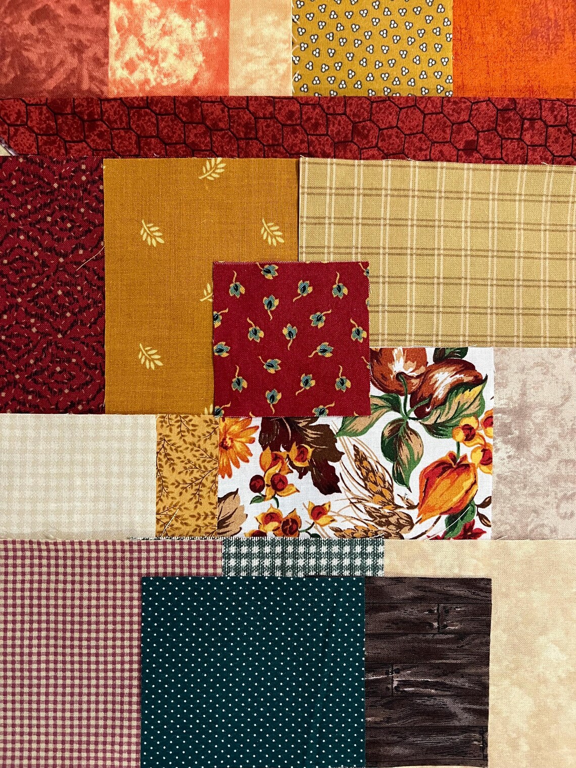 Fall Autumn Themed Textured Fabric Kit. for Slow Stitch, Junk Journal ...