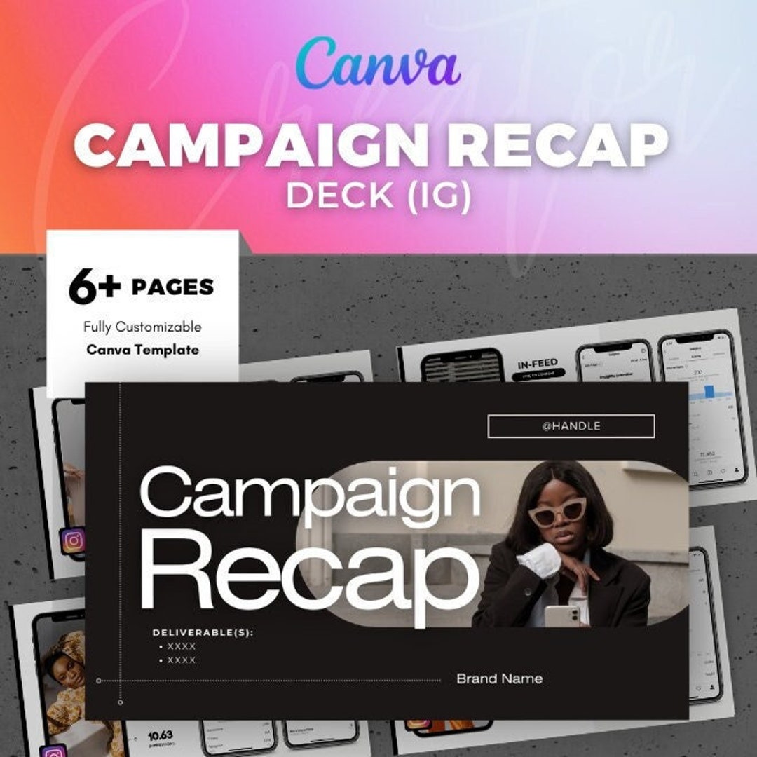 Campaign Recap Deck Instagram Analytics Canva Template for Influencers ...