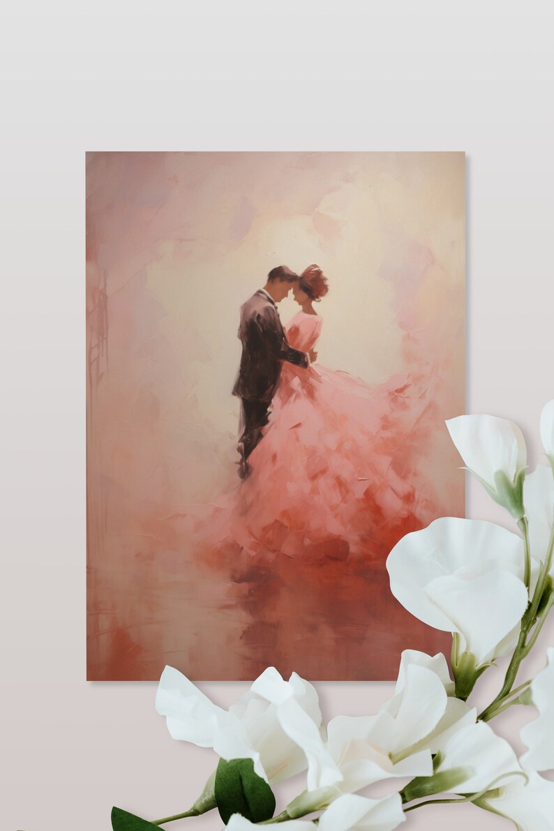 Vintage Love Couple Oil Painting, Couple Dancing Vintage Art PRINT ...