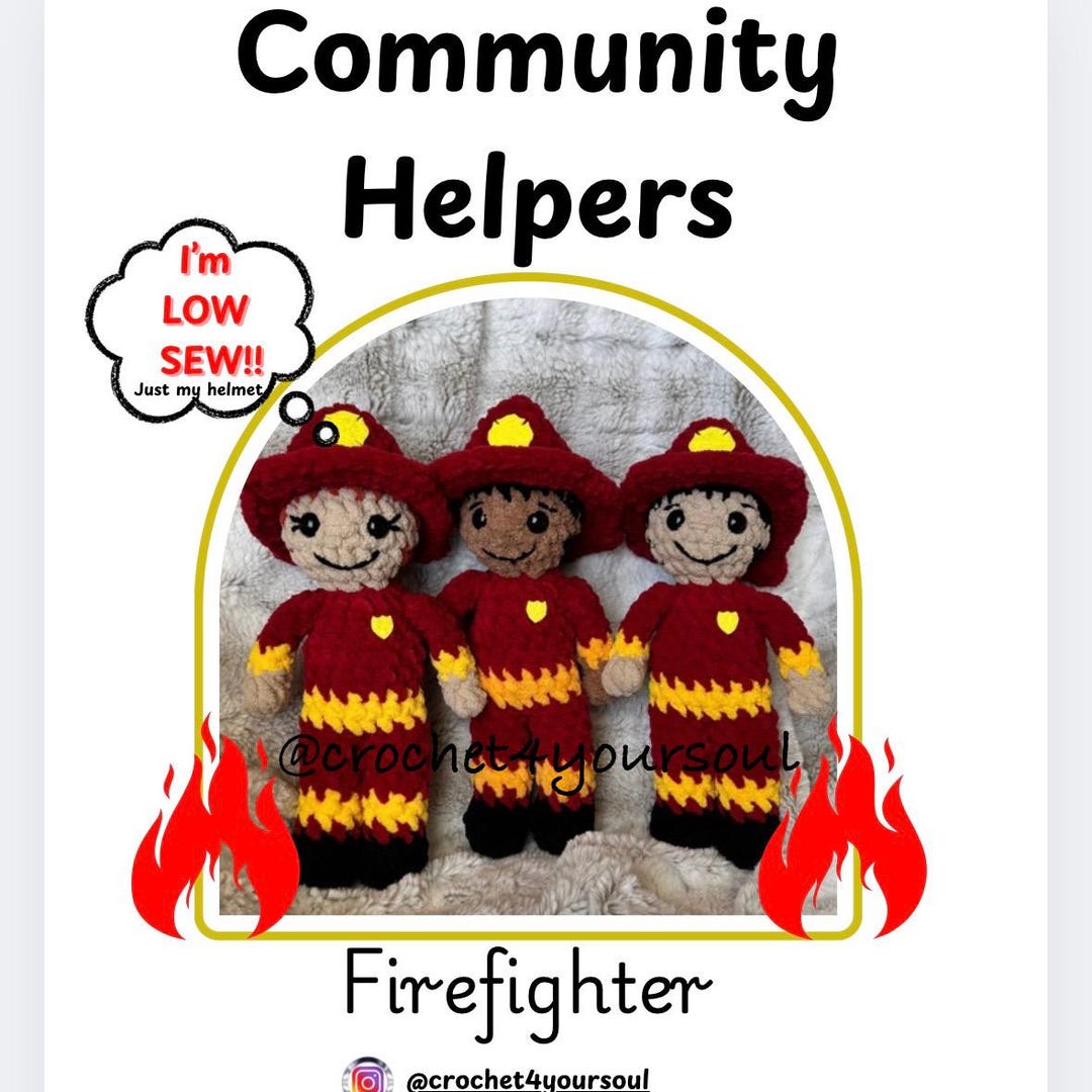 Firefighter Crochet Pattern: Low Sew Amigurumi (PDF Pattern) - Etsy