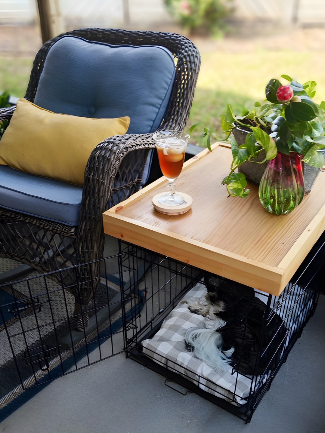 Solid Wood Kennel Topper, Wooden Crate Table Top ,kennel Topper With ...