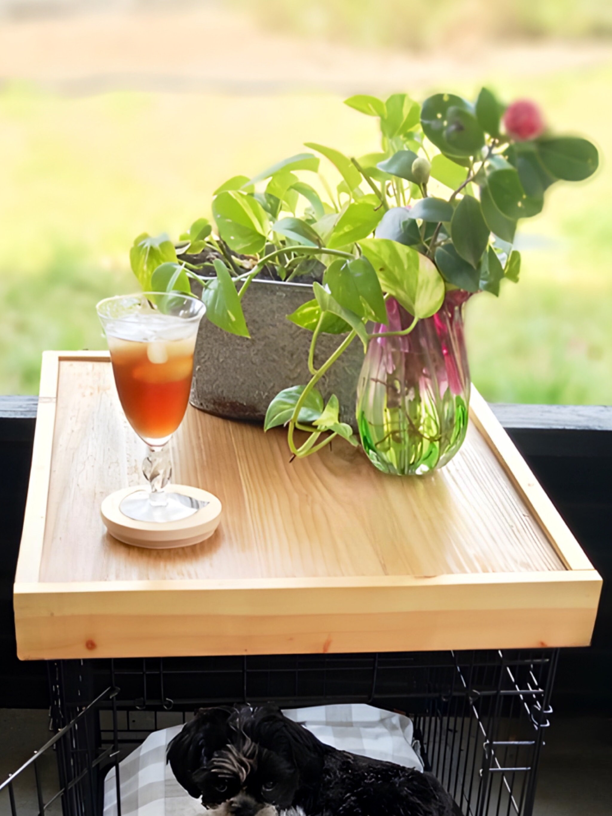 Solid Wood Kennel Topper,wooden Crate Table Top,kennel Topper With ...