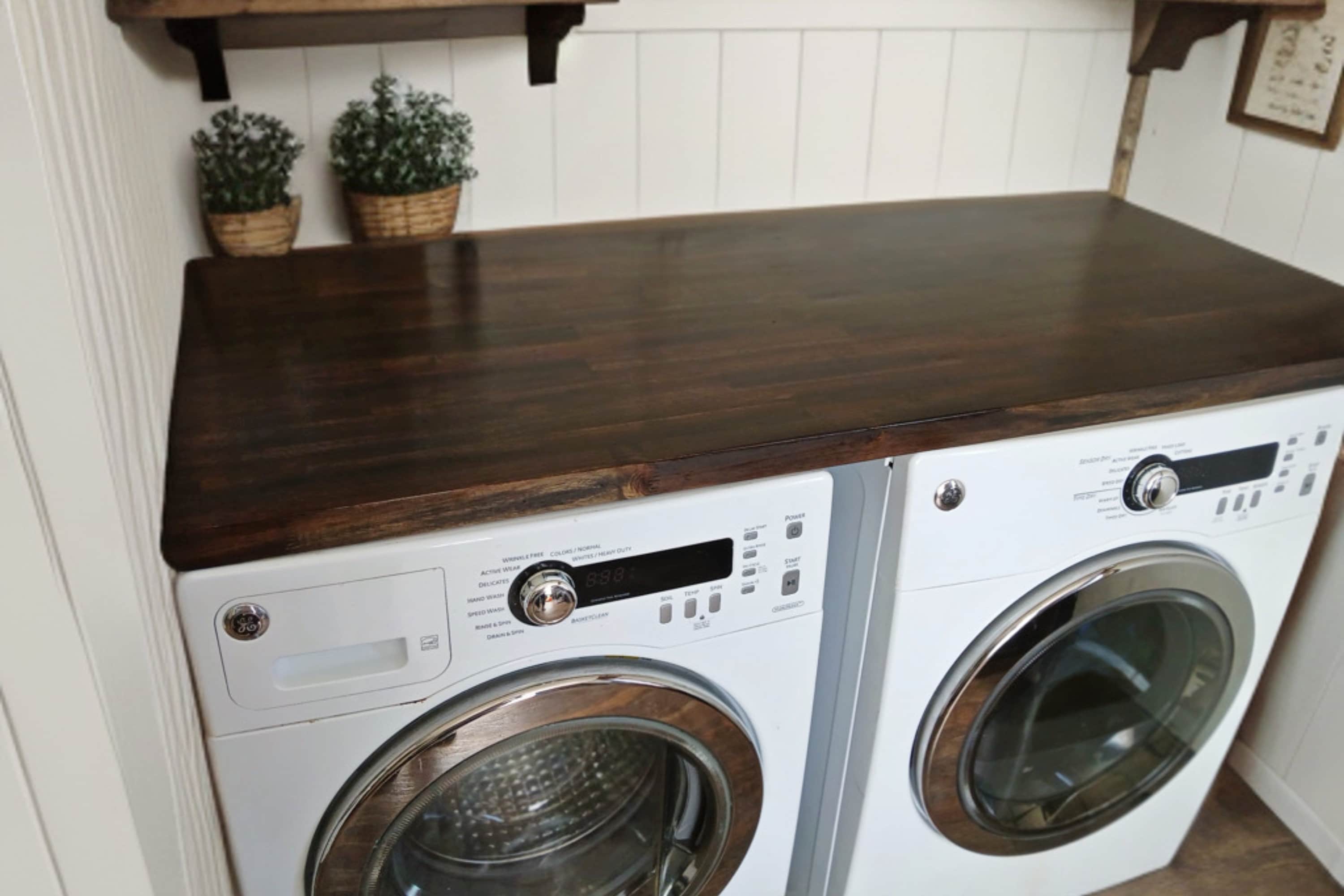 Premium Butcher Block Washer and Dryer, Wood Table Top for Laundry Room ...