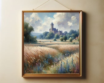 Printable Watercolour Castle Landscape, Instant Download Art, Abstract ...