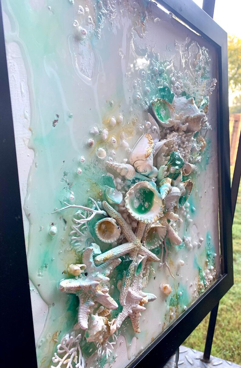 Seashell Resin Art Beach Art - Etsy