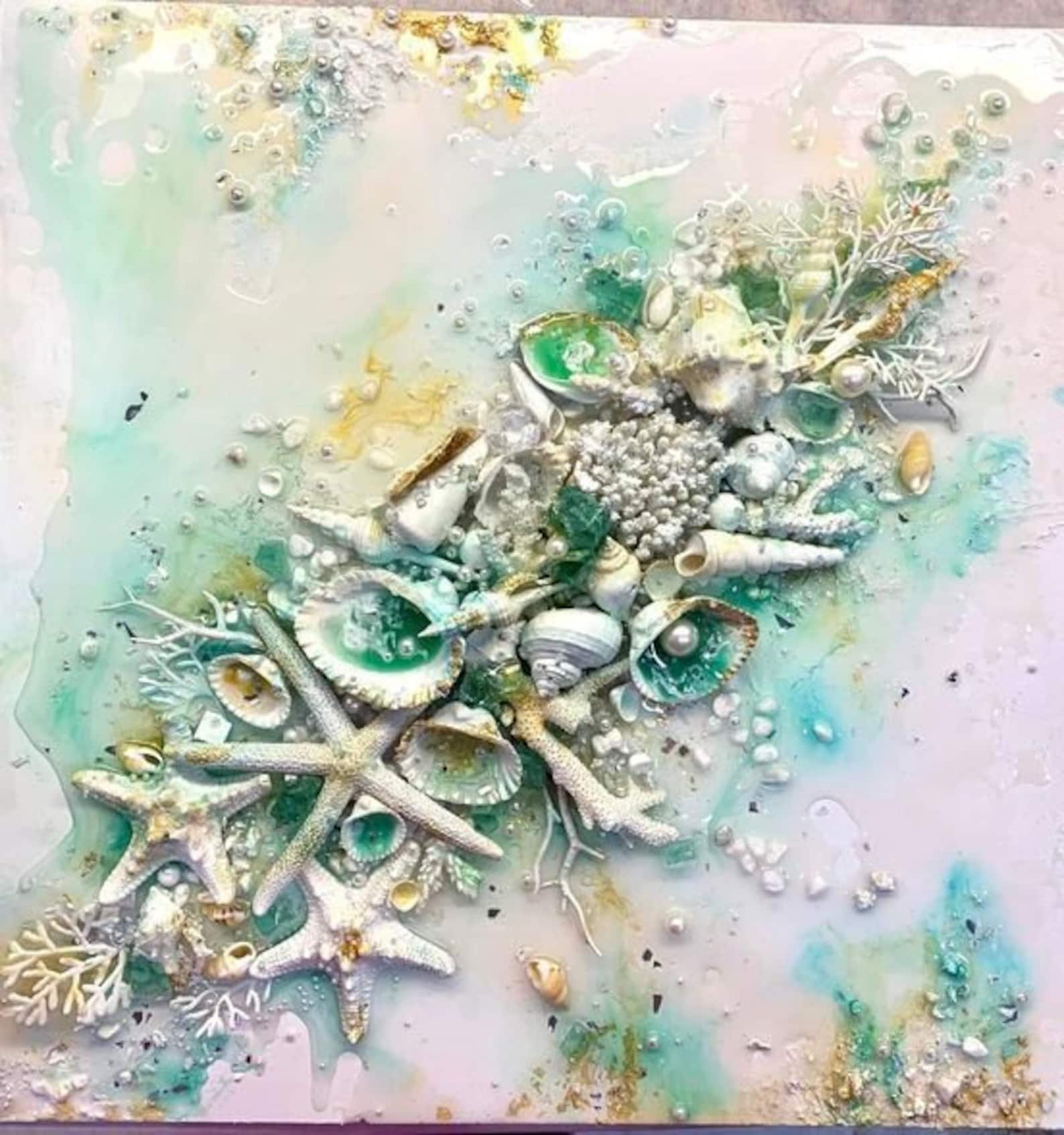 Seashell Resin Art Beach Art - Etsy