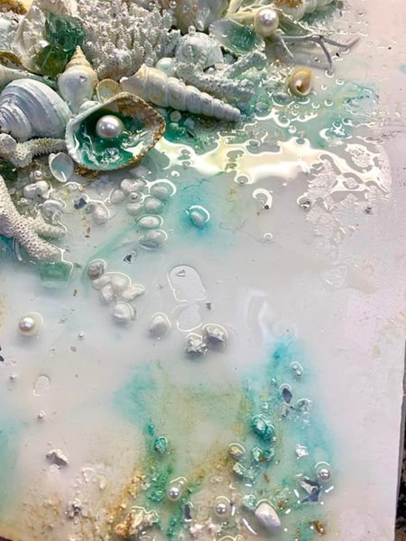Seashell Resin Art Beach Art - Etsy