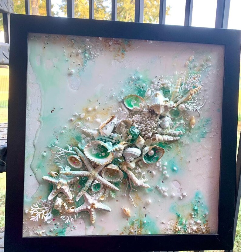 Seashell Resin Art Beach Art - Etsy