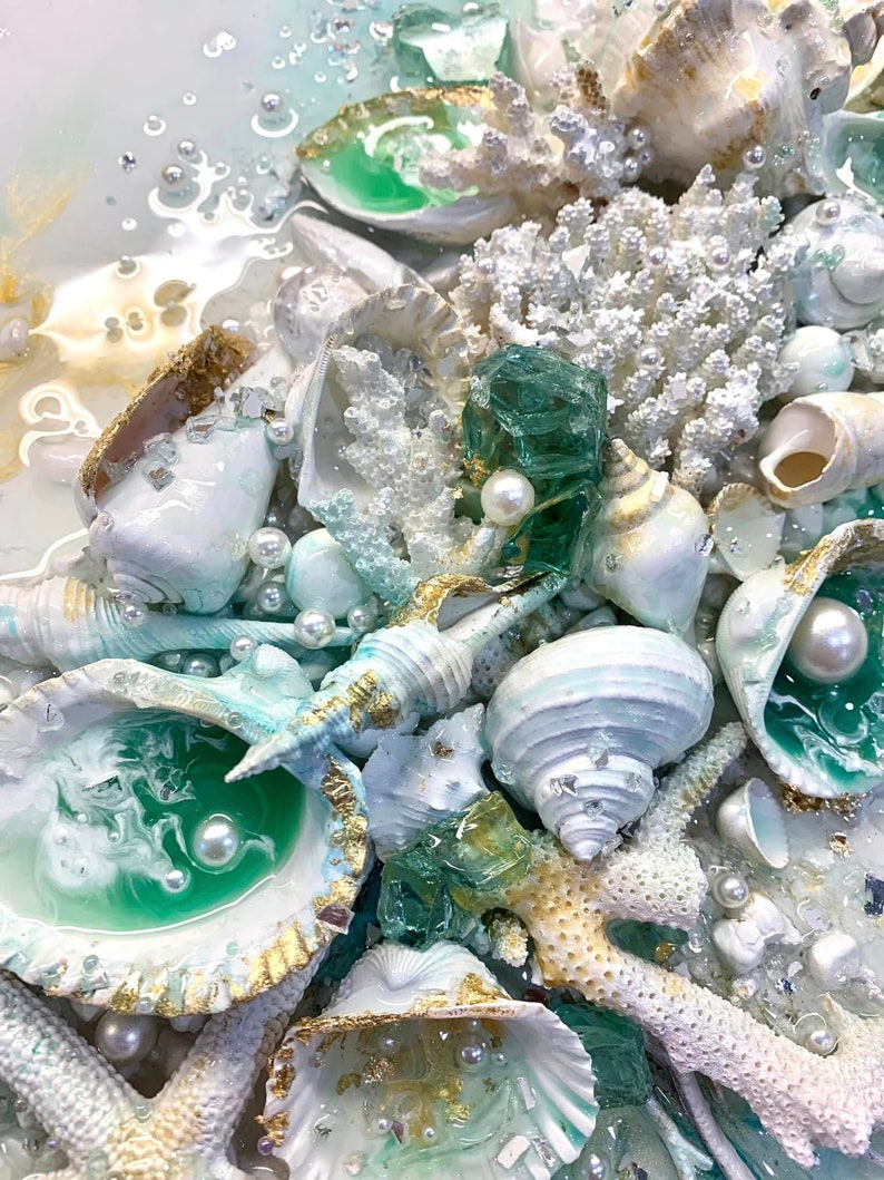 Seashell Resin Art Beach Art - Etsy