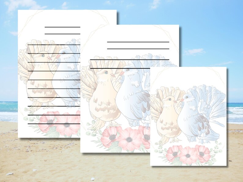 Love Doves Printable Stationary Set, Printable Letter Writing Set ...