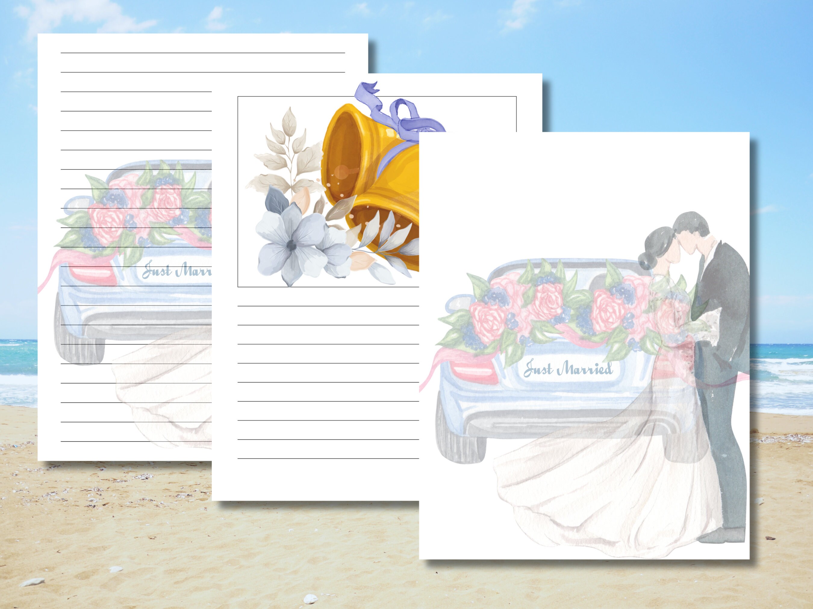 Couple in Love Wedding Printable Stationary Set, Printable Letter ...
