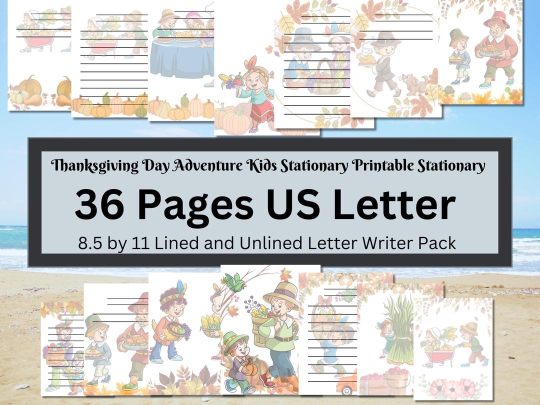 Thanksgiving Day Adventure Kids Stationary Printable Stationary, Fall ...