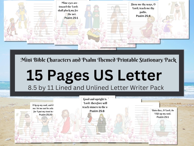 Mini Bible Characters and Psalm Themed Printable Stationary Pack ...