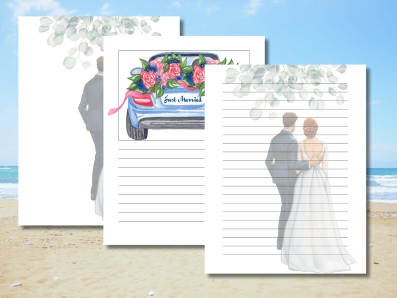 Couple in Love Wedding Printable Stationary Set, Printable Letter ...