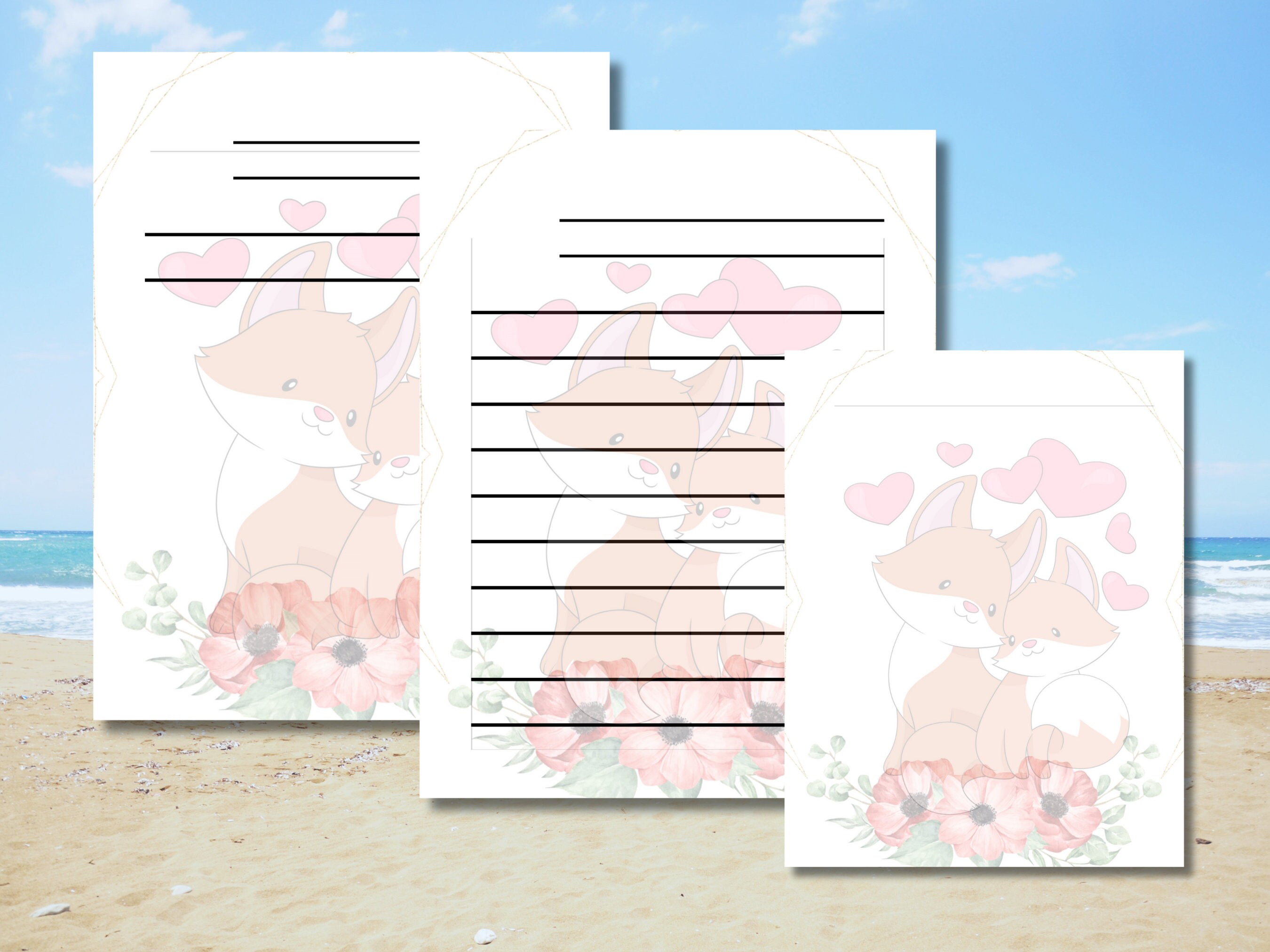 Cute Animals in Love Printable Stationary Set, Printable Letter Writing ...