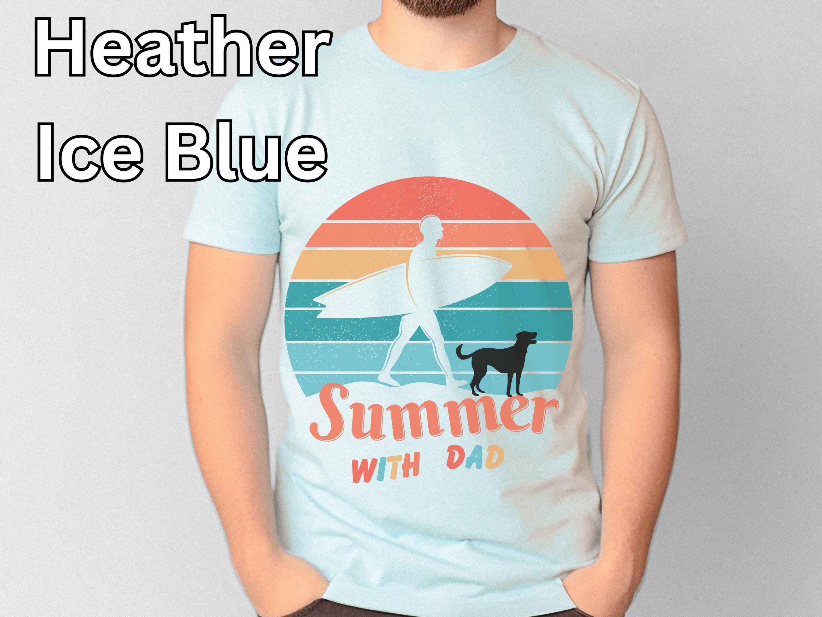 Summer With Dad Beach Themed T-shirt, Surfer Walking Dog, Father Day ...