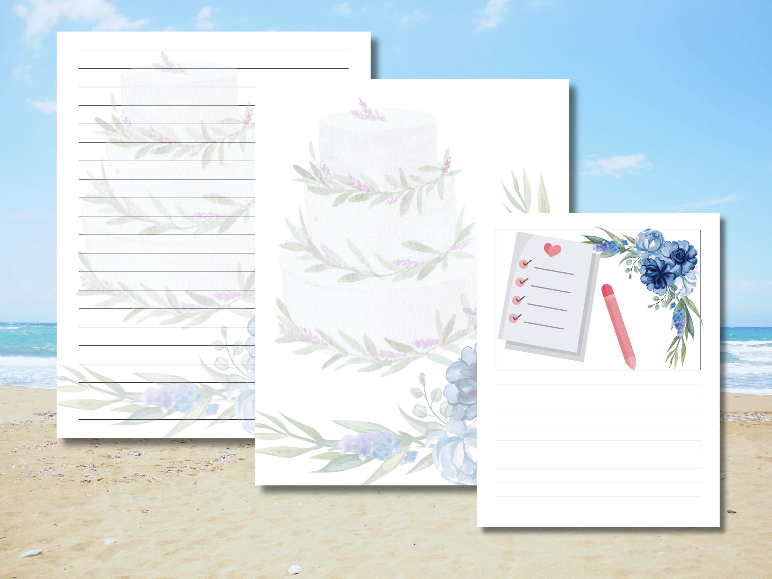 Couple in Love Wedding Printable Stationary Set, Printable Letter ...