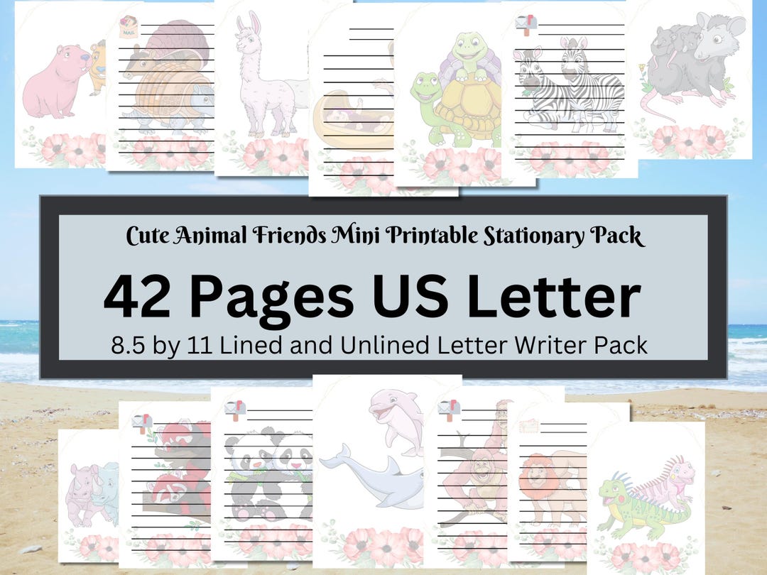 Cute Animal Friends Printable Stationary Set, Printable Letter Writing ...