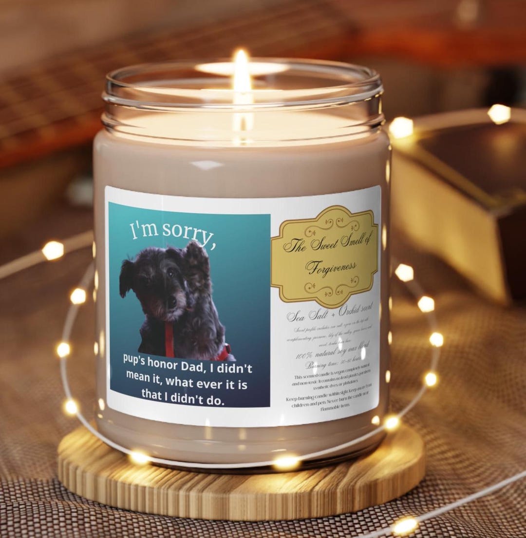 I'm Sorry Funny Dog Inspired Scented 9oz Soy Candle, Miniature ...