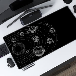 Solar System Sketch Desk Mat: Space Themed Galaxy Mouse Pad - Etsy