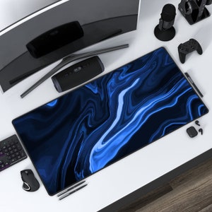 Abstract Blue Marble Large Mouse Pad, Stitched Edges - Etsy