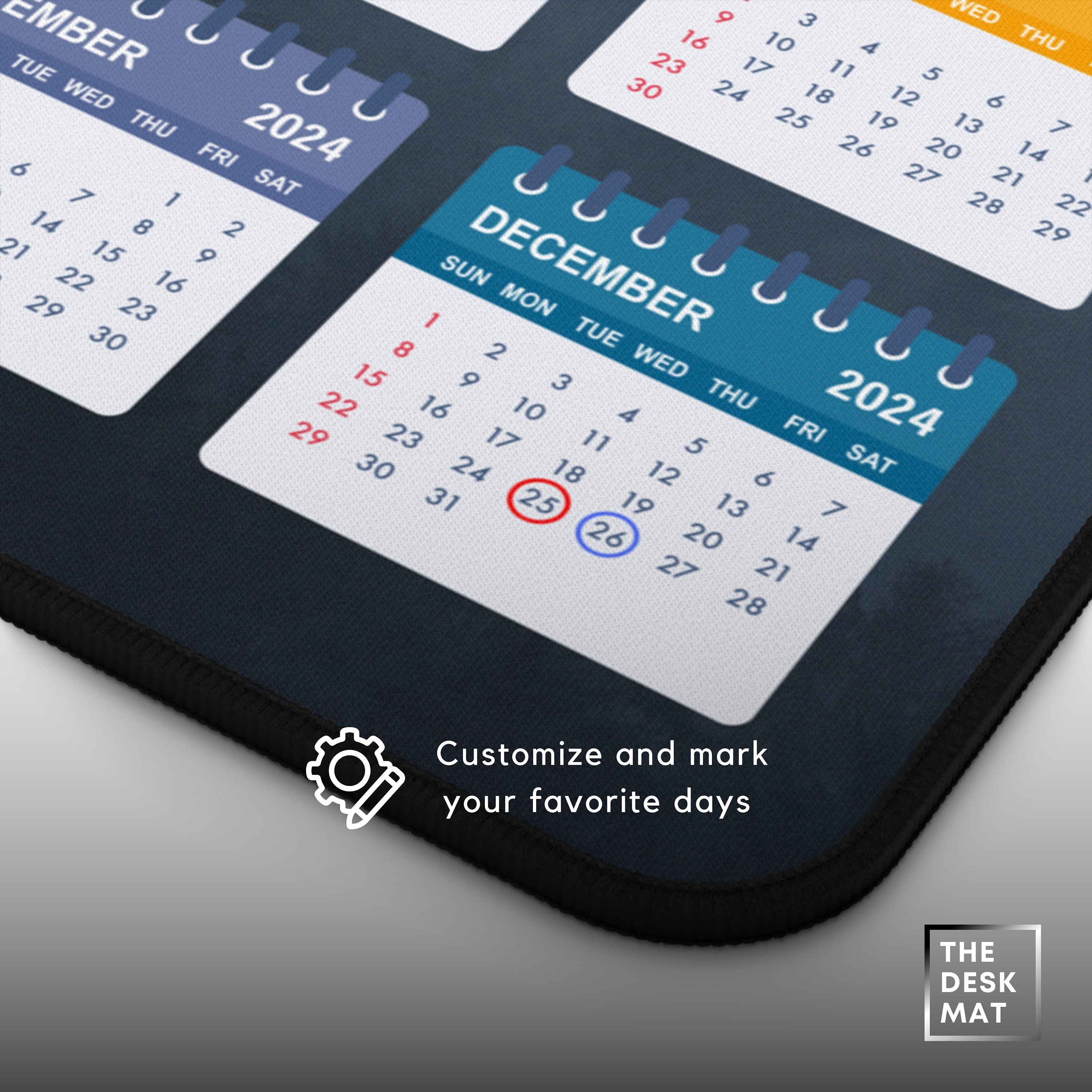 Personalized 2024 Calendar Desk Mat Custom Date Mouse Pad New Year ...