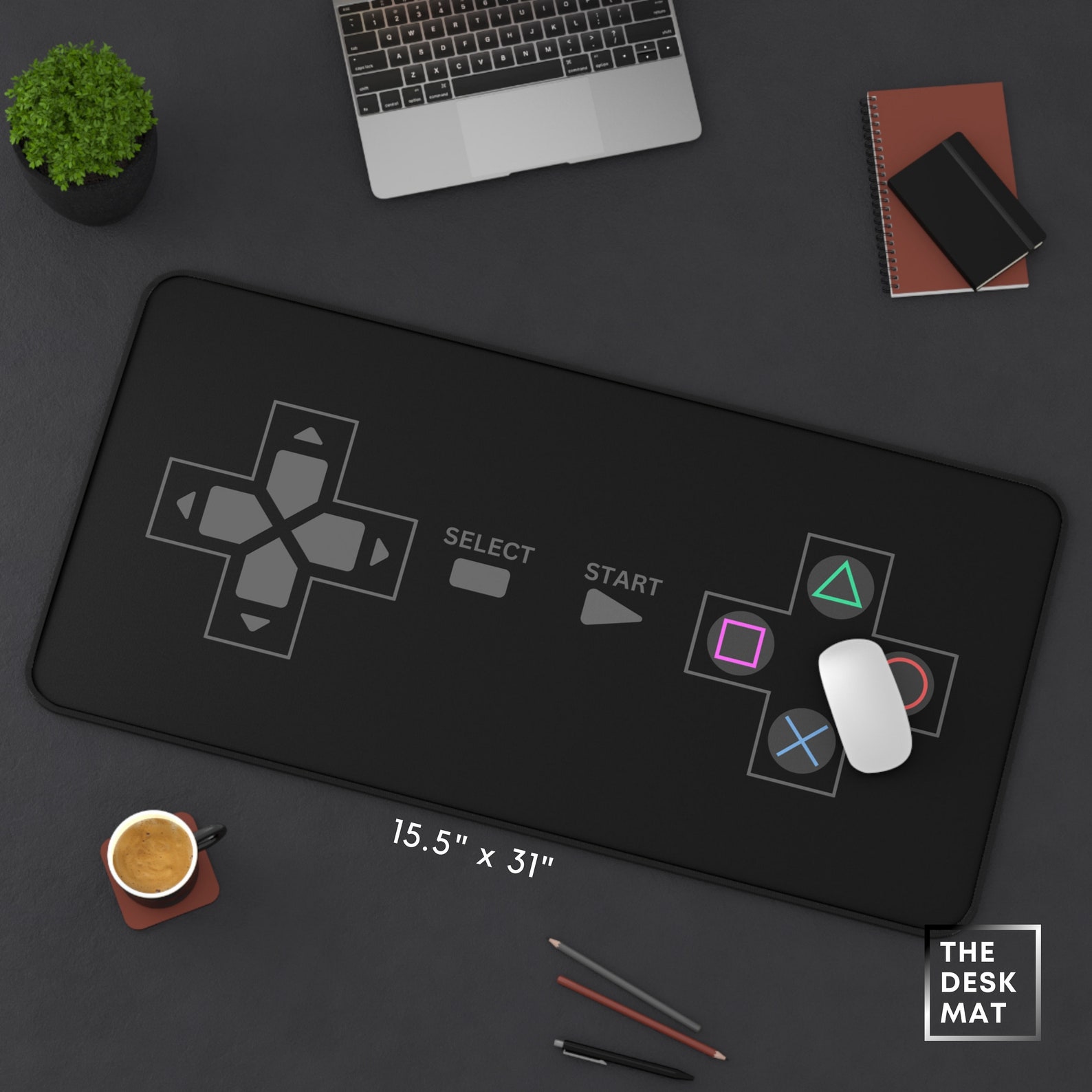 Video Game Controller Desk Mat, Retro Controller Button Mousepad, Large ...