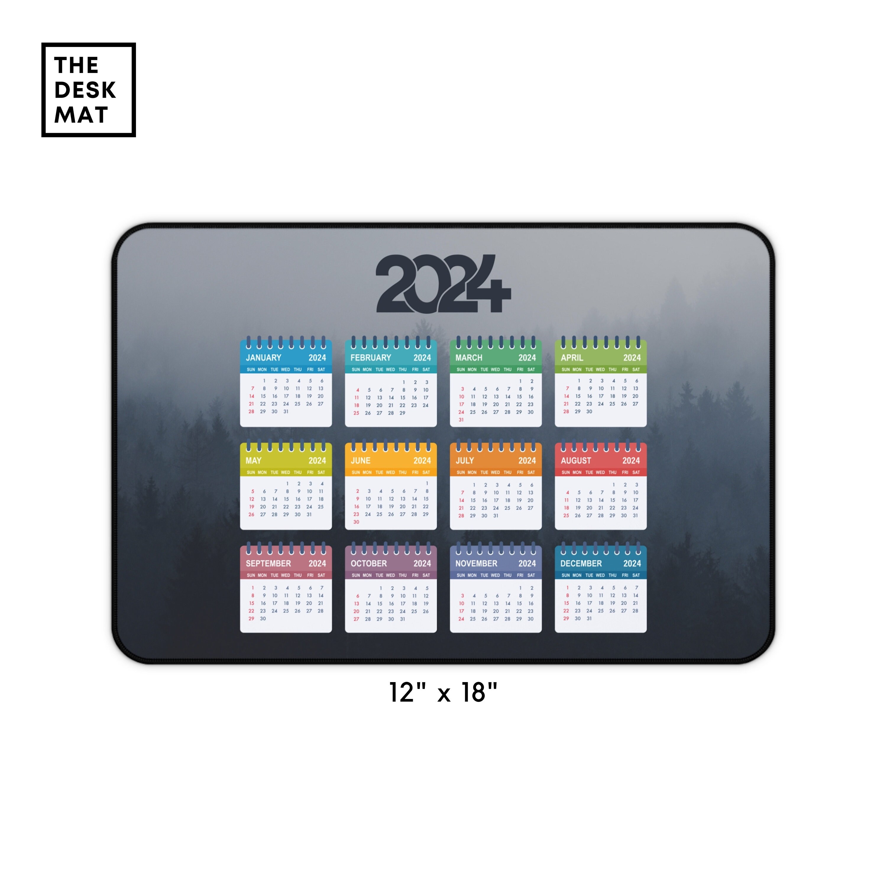 Personalized 2024 Calendar Desk Mat Custom Date Mouse Pad New Year ...