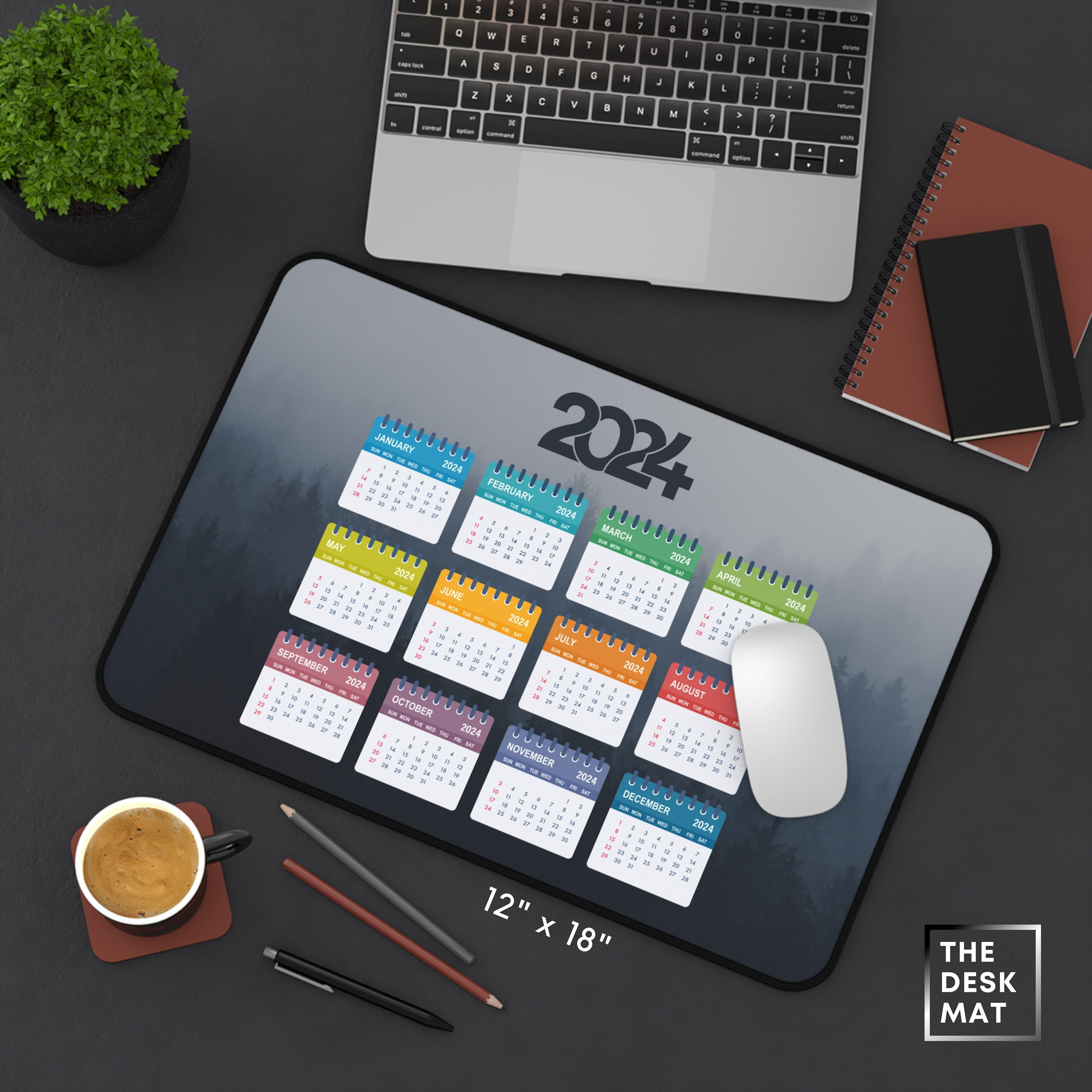 Personalized 2024 Calendar Desk Mat Custom Date Mouse Pad New Year ...