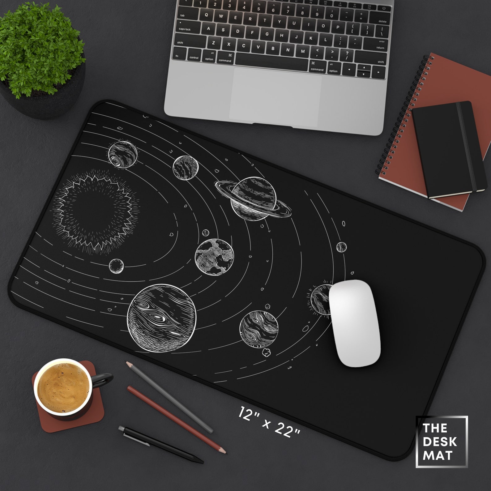 Solar System Sketch Desk Mat: Space Themed Galaxy Mouse Pad - Etsy