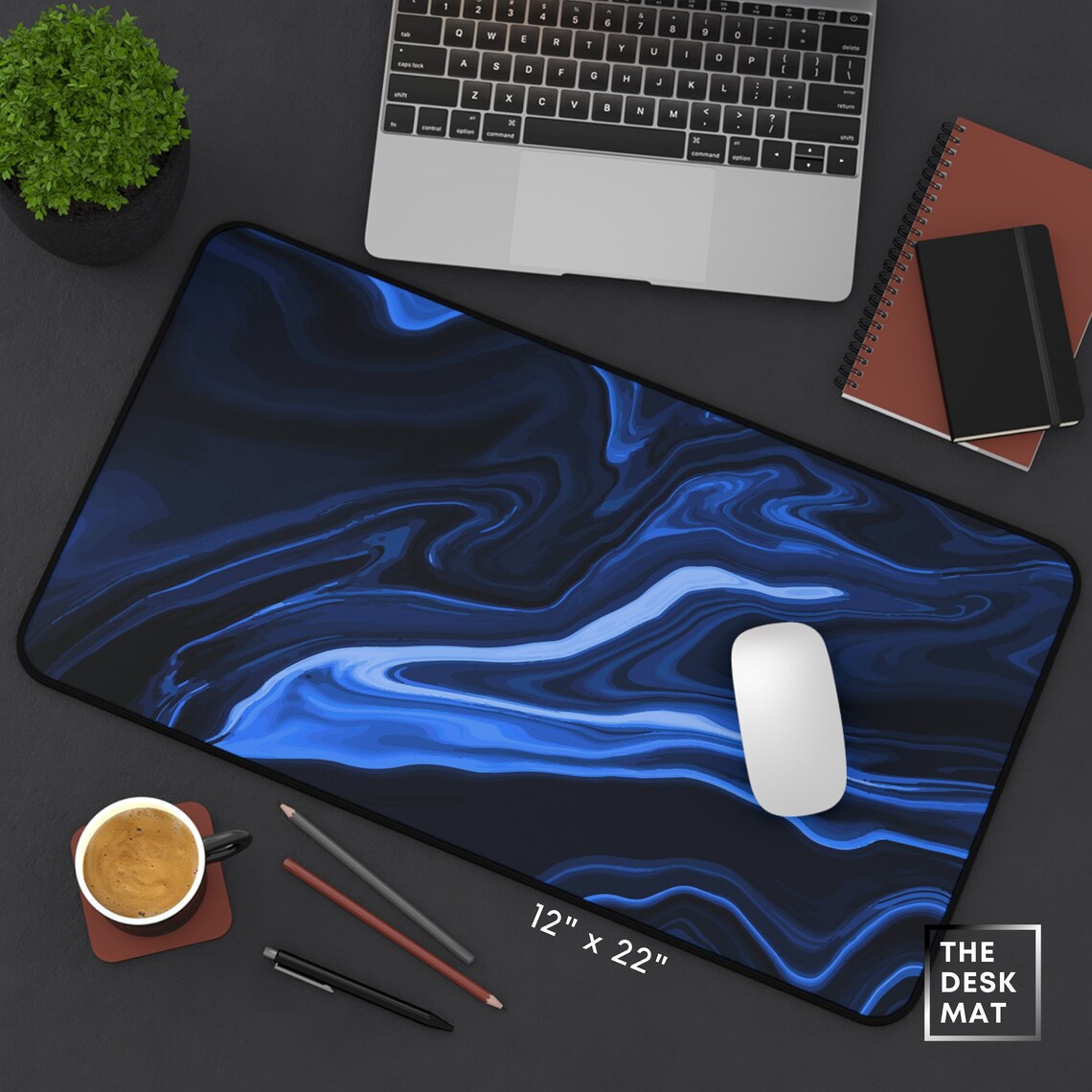 Abstract Blue Marble Large Mouse Pad, Stitched Edges - Etsy