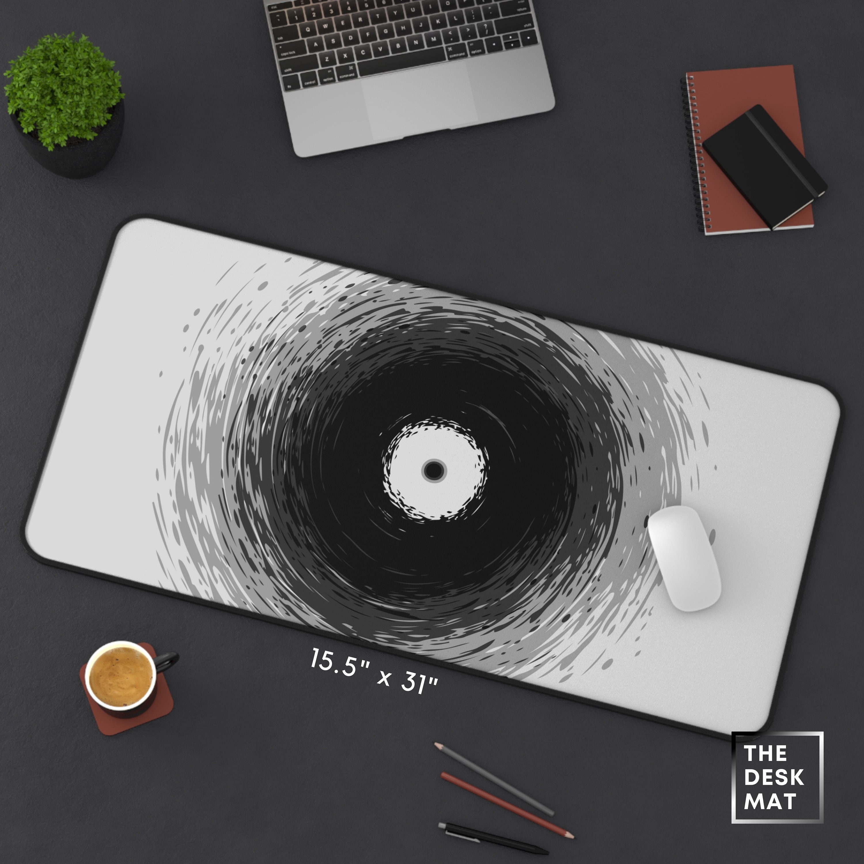 Black Hole Abstract Desk Mat Minimalistic Spiral Gradient Mouse Pad ...