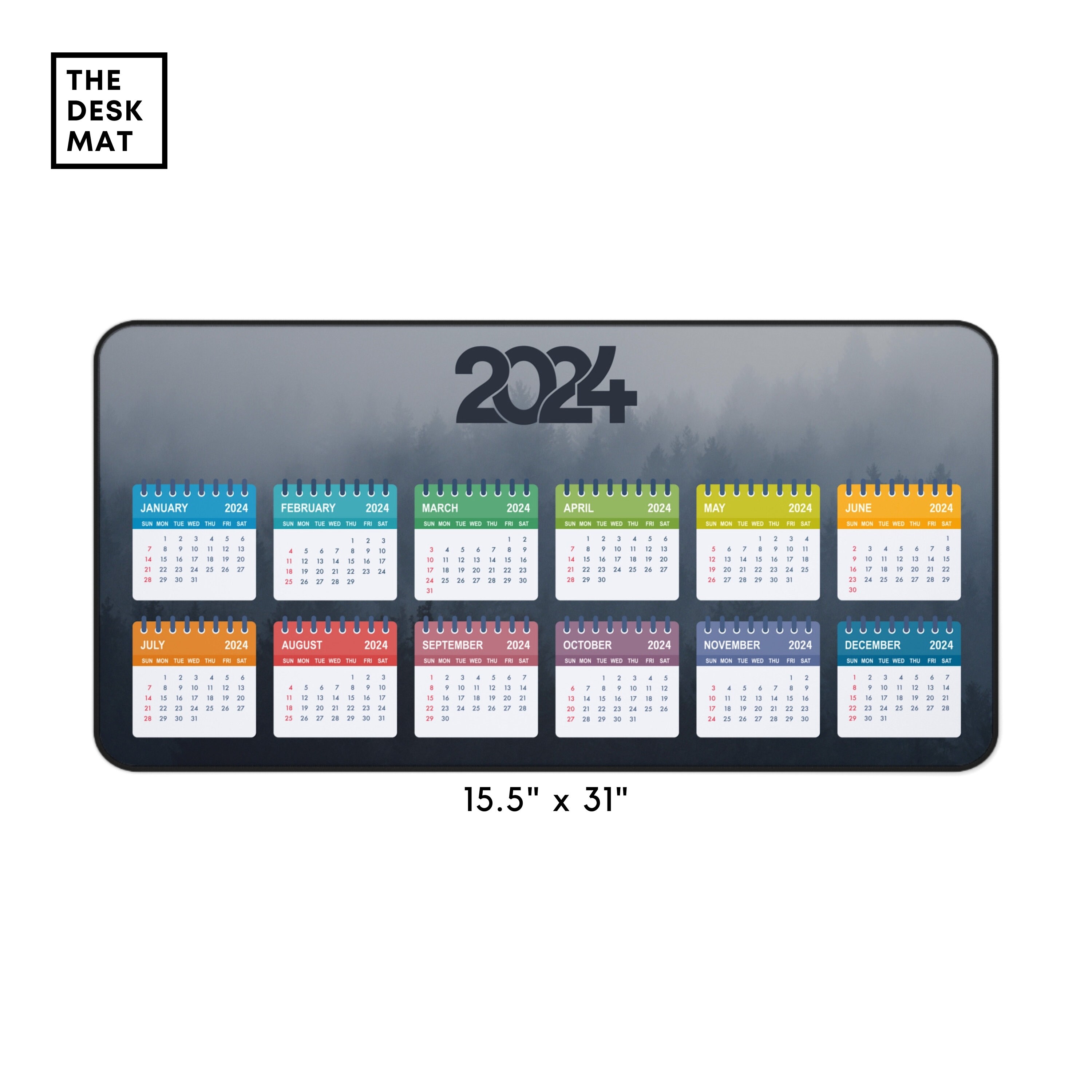 Personalized 2024 Calendar Desk Mat Custom Date Mouse Pad New Year ...