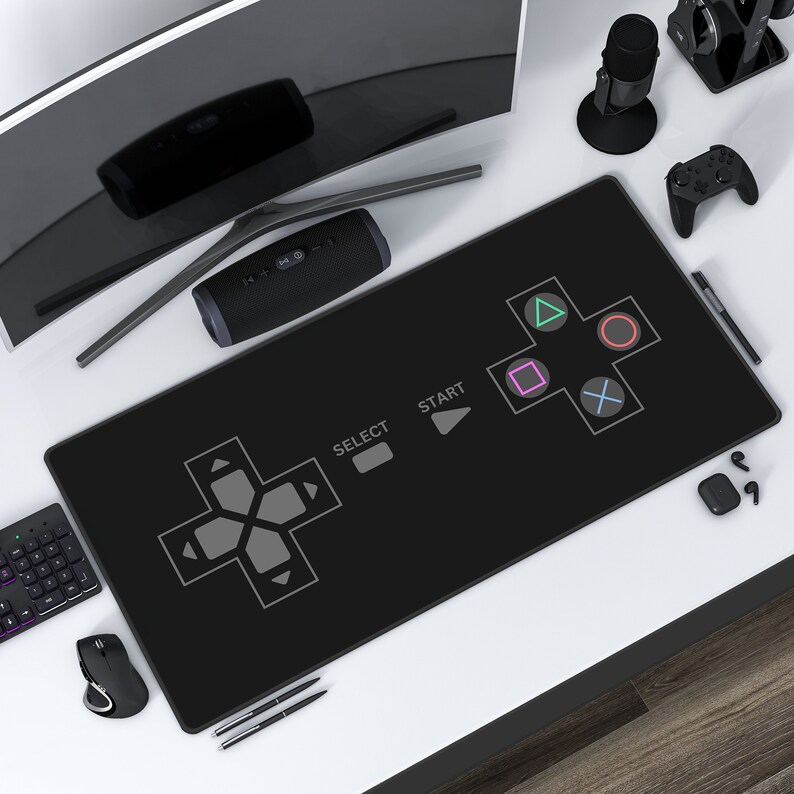 Video Game Controller Desk Mat, Retro Controller Button Mousepad, Large ...