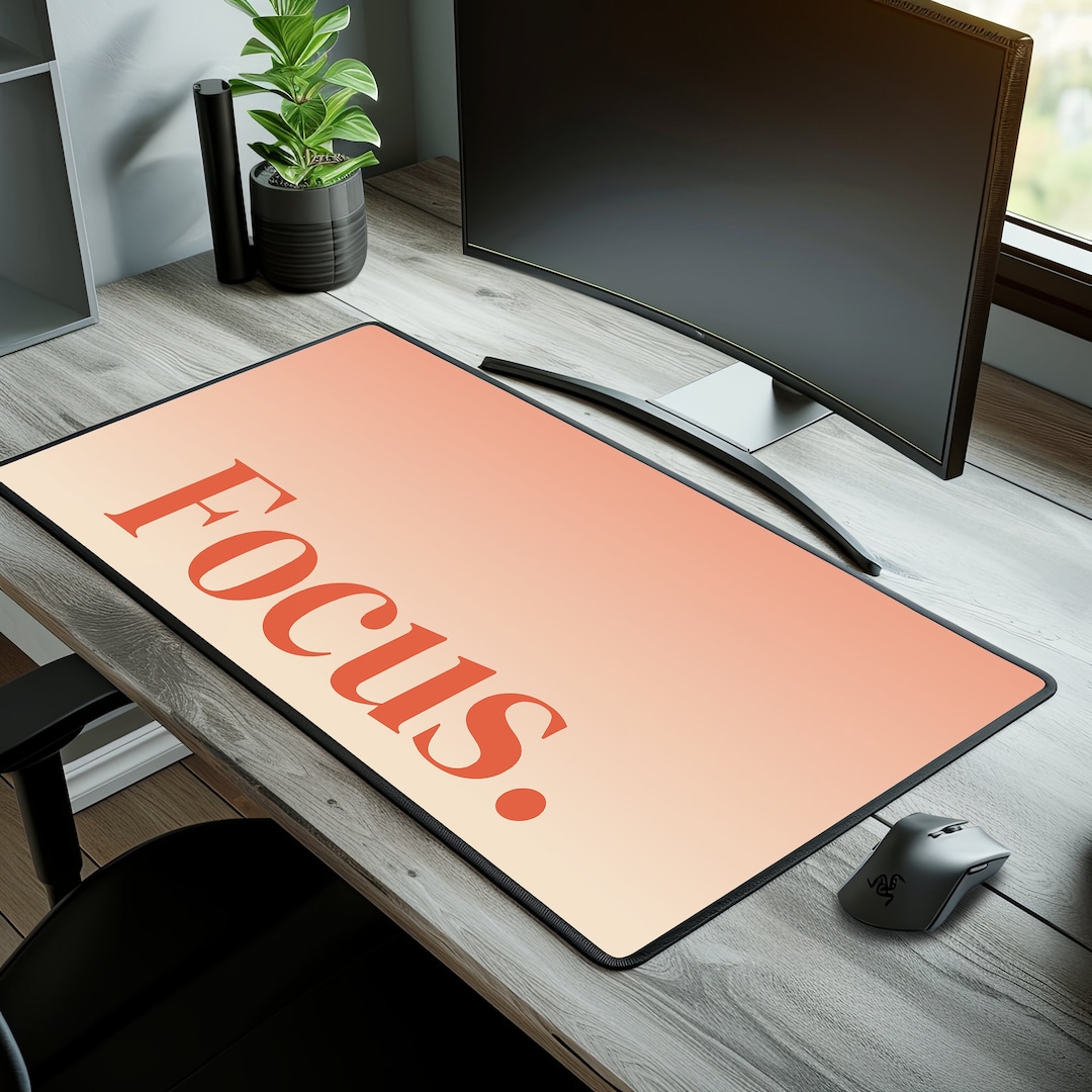 Focus Lettering Desk Mat Typography Mouse Pad Cute Motivational ...