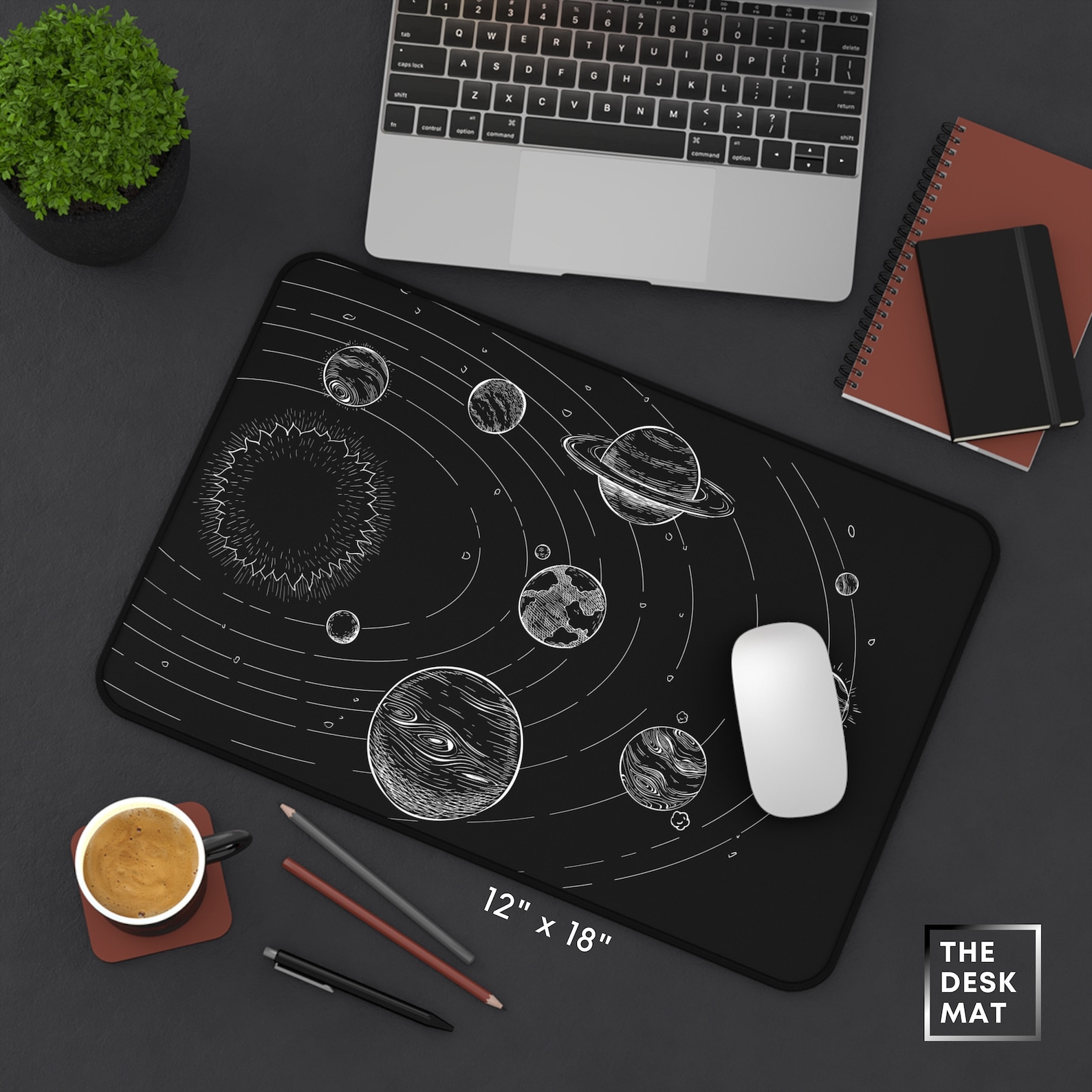 Solar System Sketch Desk Mat: Space Themed Galaxy Mouse Pad - Etsy