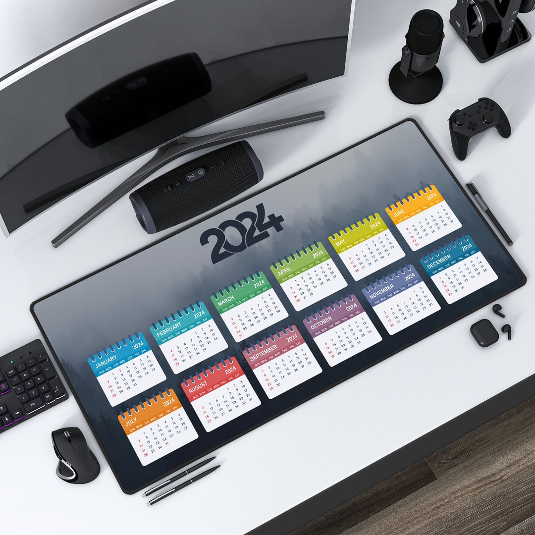 Personalized 2024 Calendar Desk Mat Custom Date Mouse Pad New Year ...