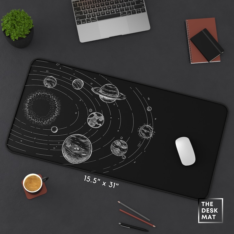 Solar System Sketch Desk Mat: Space Themed Galaxy Mouse Pad - Etsy