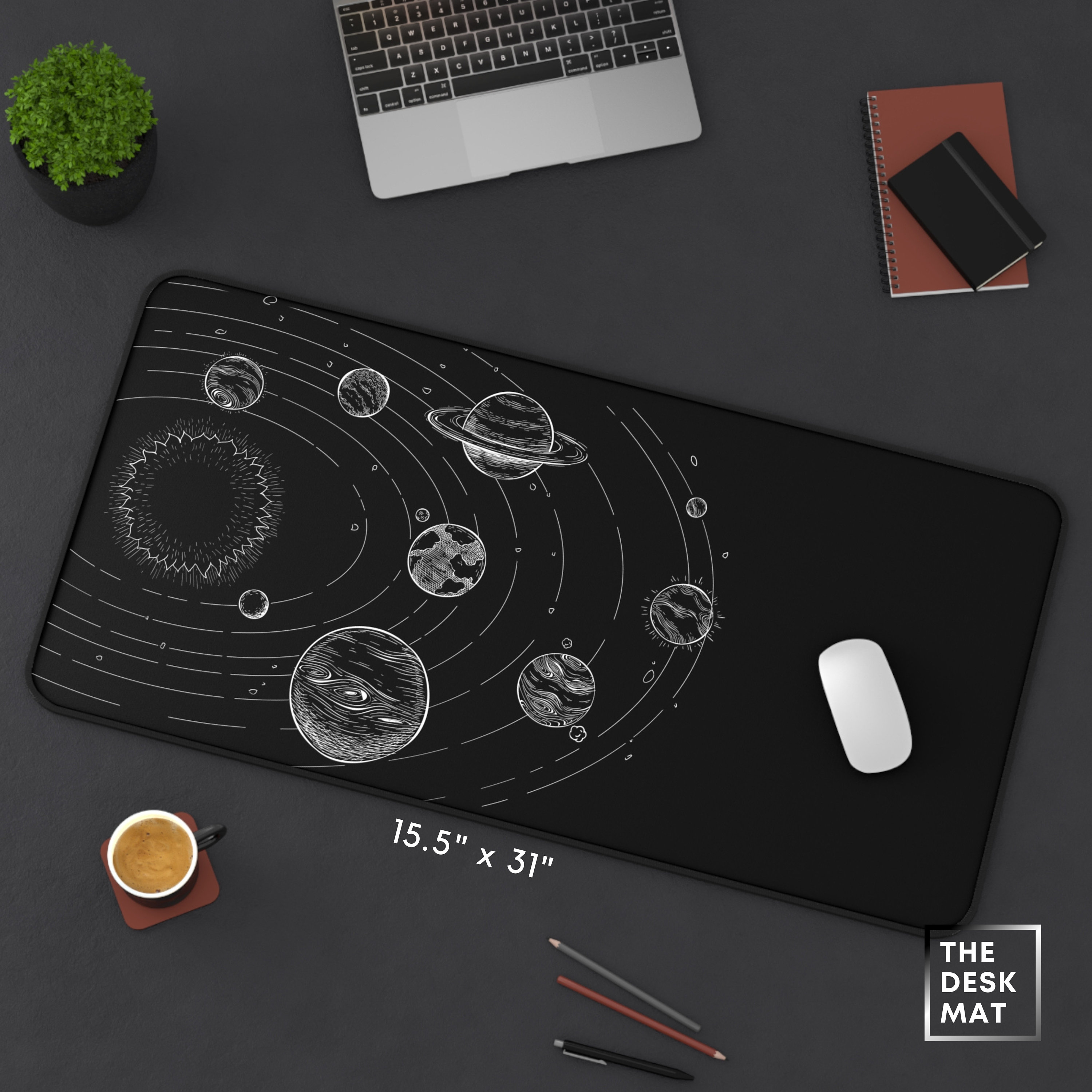 Solar System Sketch Desk Mat: Space Themed Galaxy Mouse Pad - Etsy