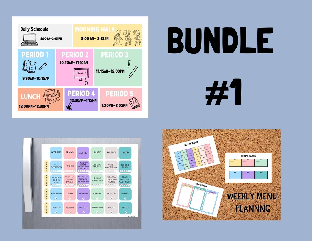 EDITABLE: Home Management Bundle, Daily Schedule, Menu Planning, and ...