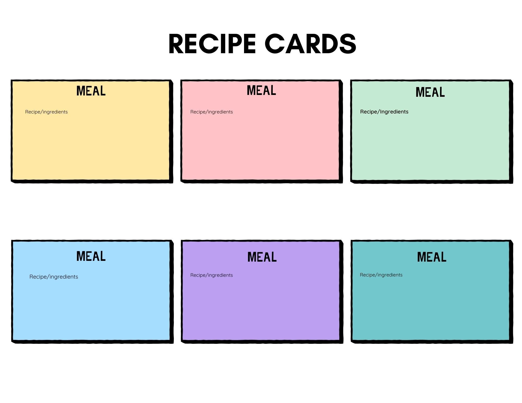 EDITABLE: Weekly Meal Plan, Household Management, Grocery List, Recipe ...