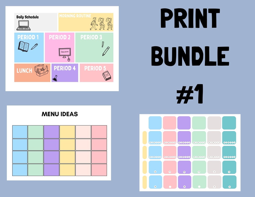 Printable:weekly Meal Plan, Daily Schedule, and Family Chore Chart - Etsy