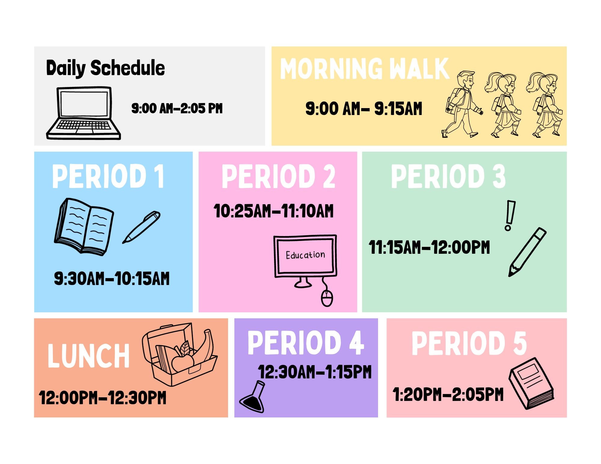 EDITABLE: Homeschool Daily Schedule, Visual Reminder Tools, ADHD ...