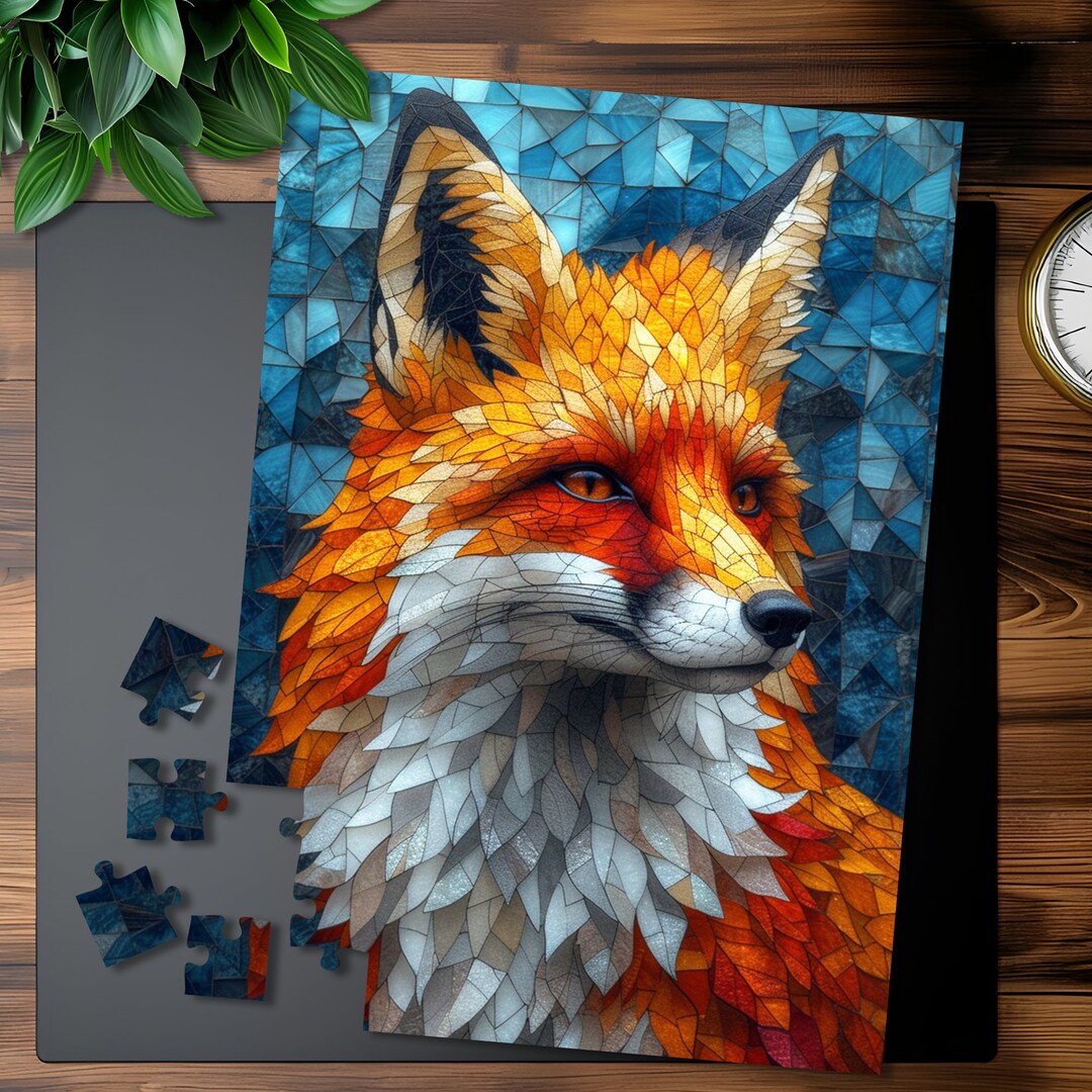 Stained Glass Fox Jigsaw Puzzle: 1000+ Piece Adult Puzzle - Etsy