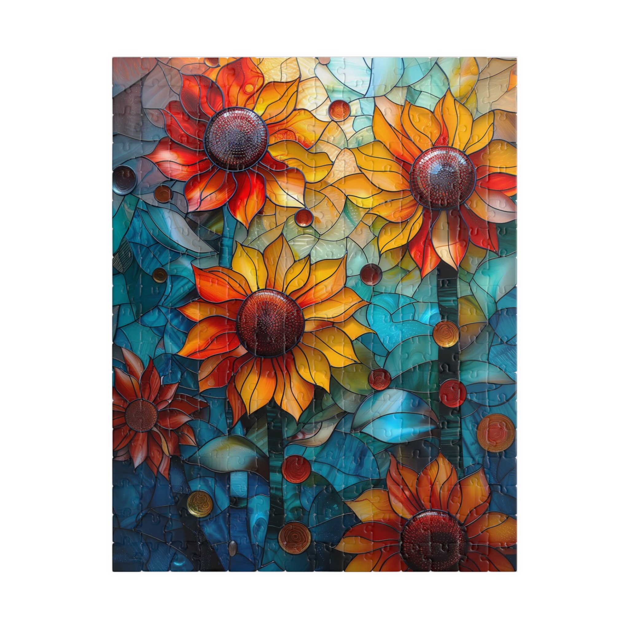 Stained Glass Sunflower Jigsaw Puzzle, Adult Jigsaw Puzzle, Mosaic Art ...